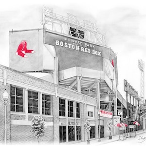 Boston Red Sox Fenway Park Pencil Drawing - 11x14" - Etsy