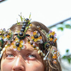 Flower Forehead Circle Headpiece Floral Hair Jewelry Wearable Art ...