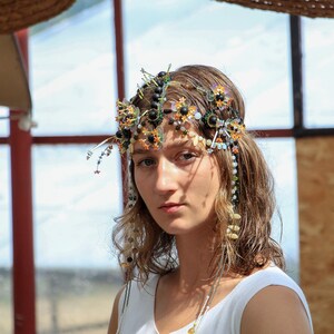 Flower Forehead Circle Headpiece Floral Hair Jewelry Wearable Art ...