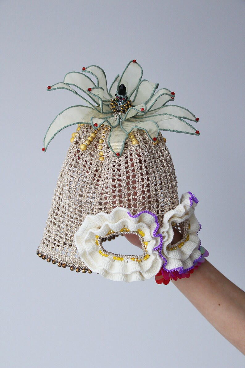 Hand Crochet Hat Mask With Ruffle Eye Ethically Sustainable | Etsy