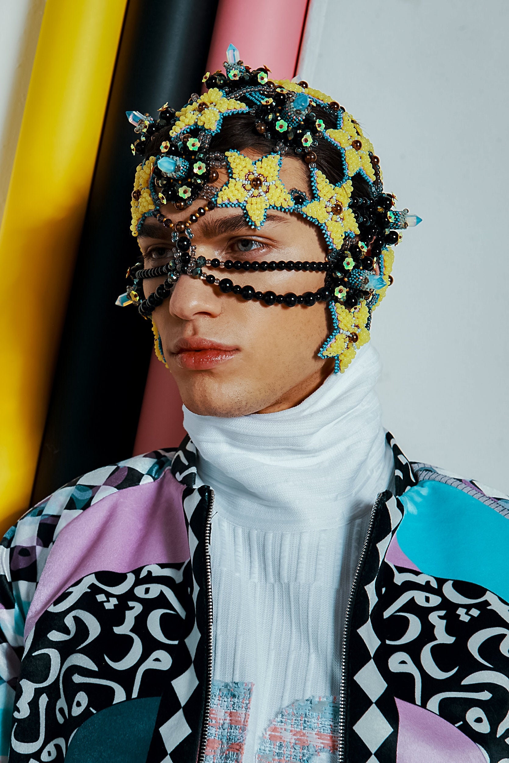 Yellow star headpiece headdress costume hat avantgarde | Etsy