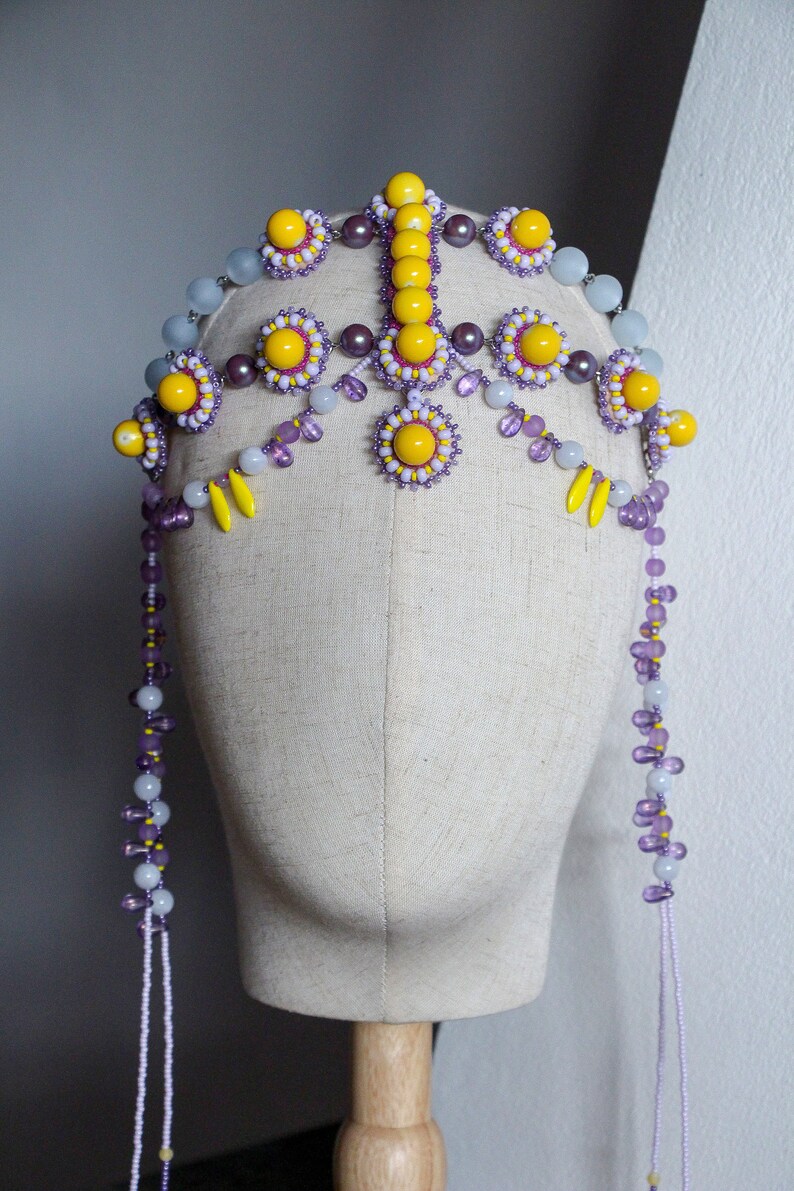 Yellow Beaded Headpiece, 1920s Art Deco Flapper Style - Etsy