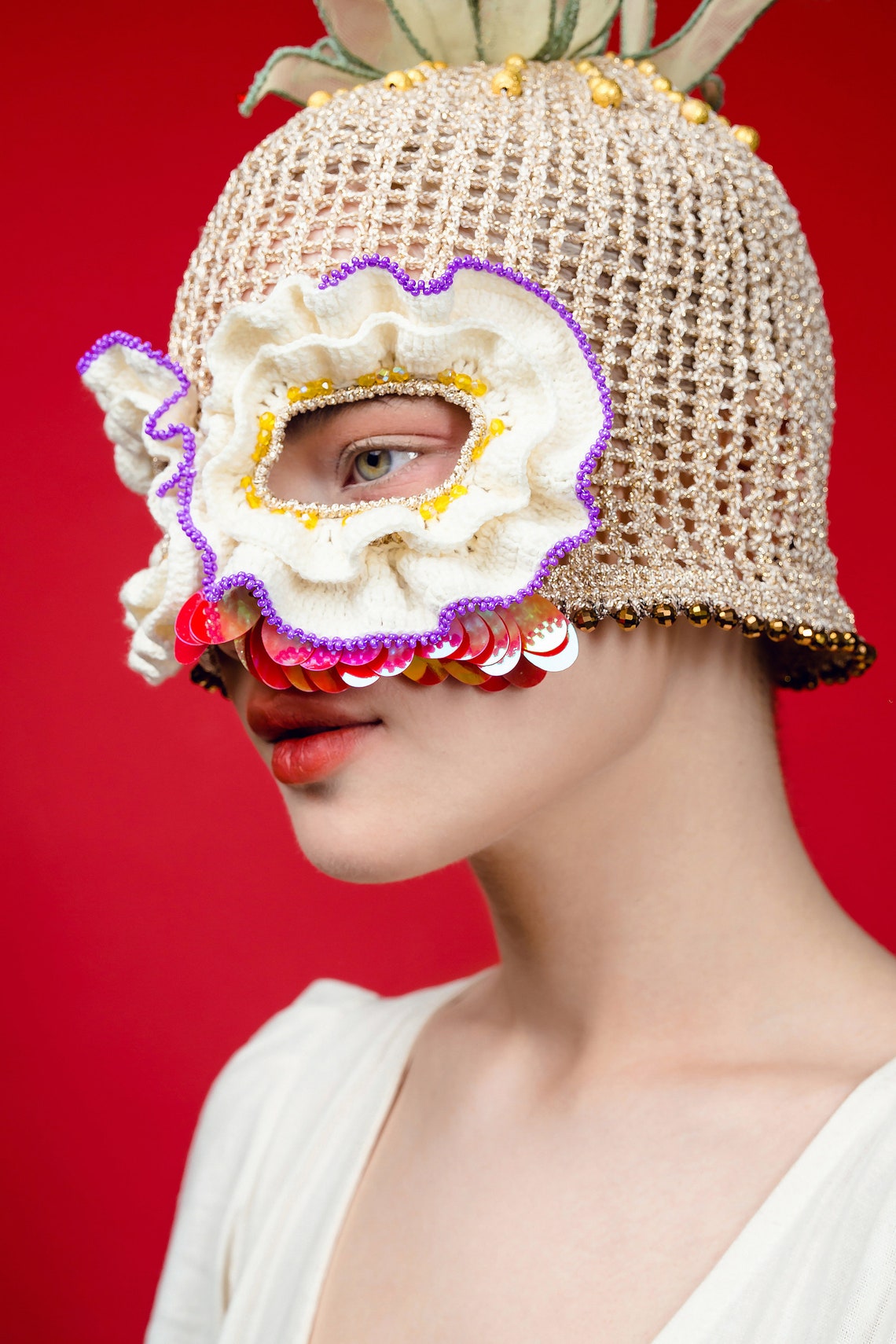 Cosplay Headpiece Mask, Crochet Hat Mask - Etsy