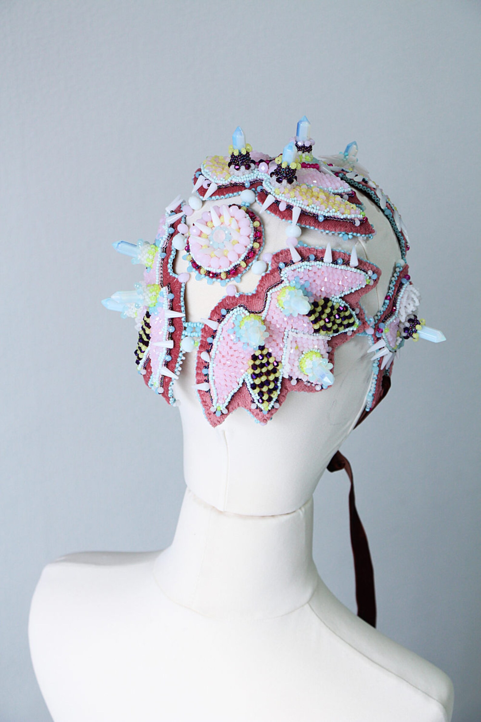 Burlesque Headpiece Beaded Headdress Unique Costume Headwear Hand Bead ...