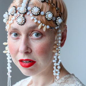 White Forehead Circlet Bridal Jewelry Headband Art Deco Wedding Flapper ...