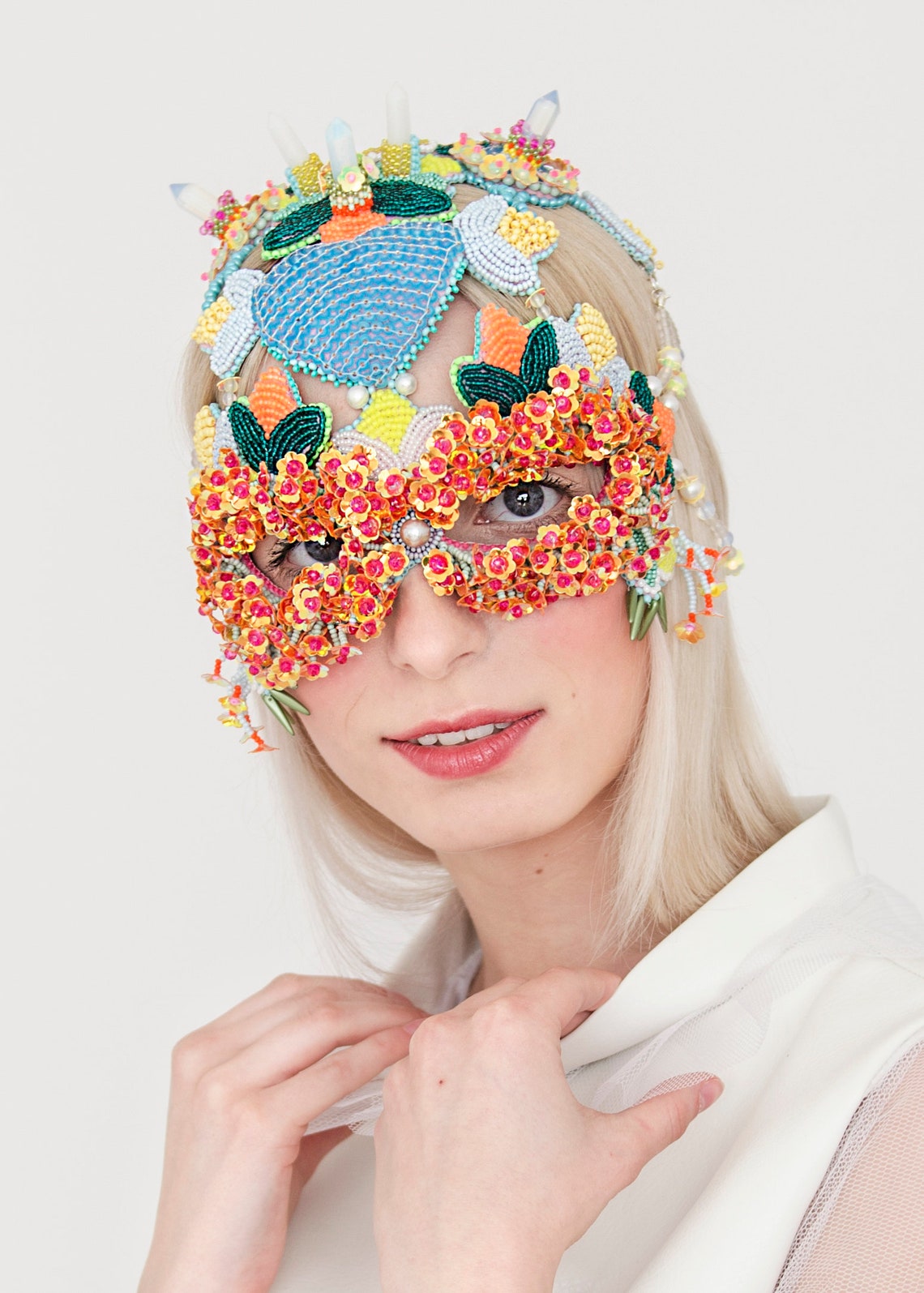 Fairy Headpiece Flower Masks Masquerade Ball Costume Haute - Etsy