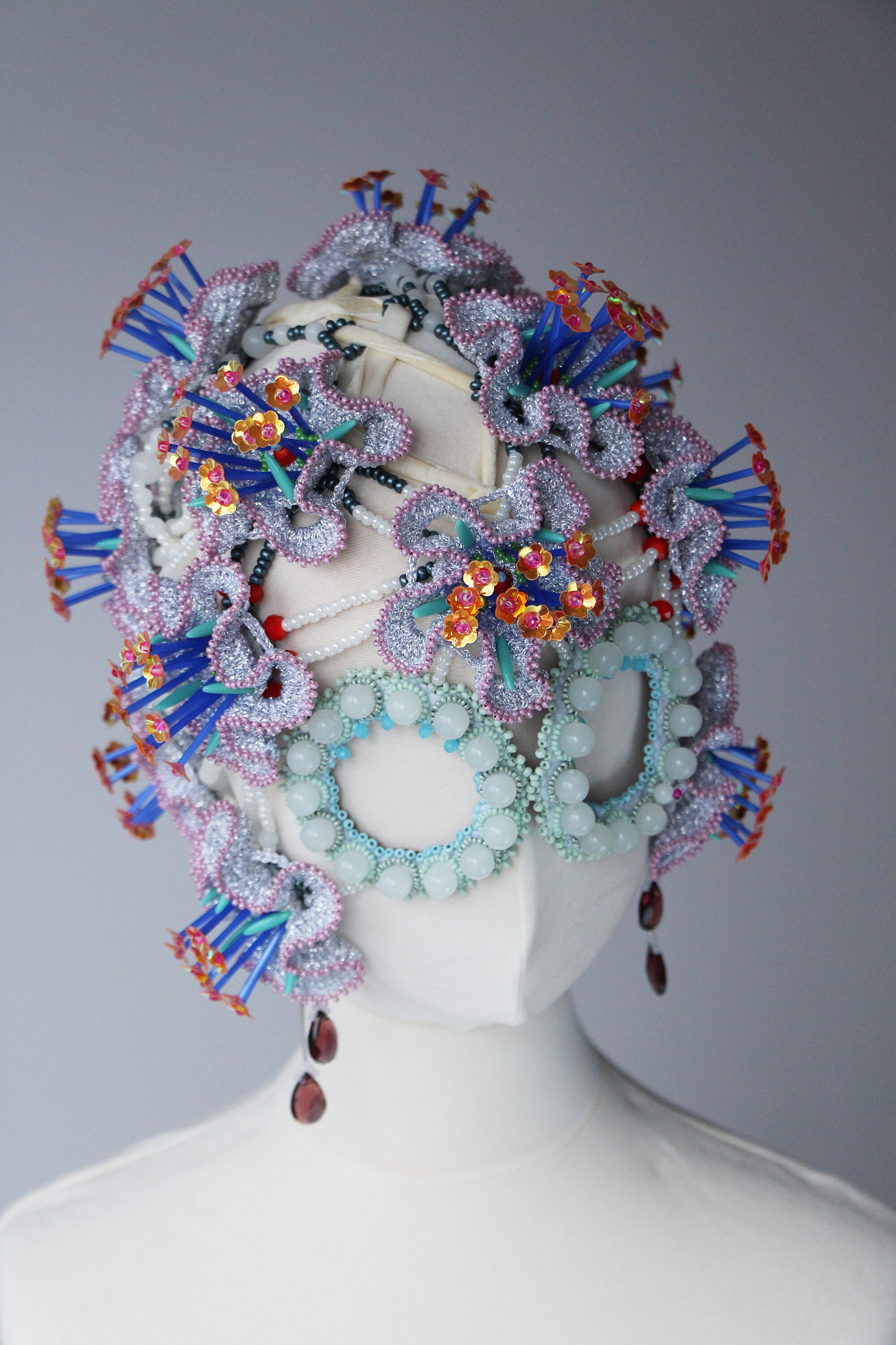 Beaded Masquerade Mask Headpiece, Haute Couture Fashion Headdress ...