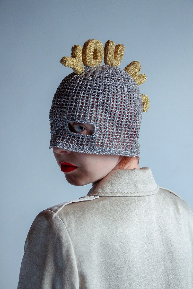 Crochet Mohawk Hat Punk Festival Headdress Eye Covering - Etsy