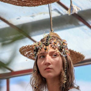 Flower Forehead Circle Headpiece Floral Hair Jewelry Wearable Art ...