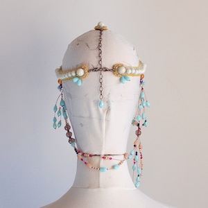 Colorful Headpiece, Beaded Headdress, Pastel Goth Hair Jewelry and ...