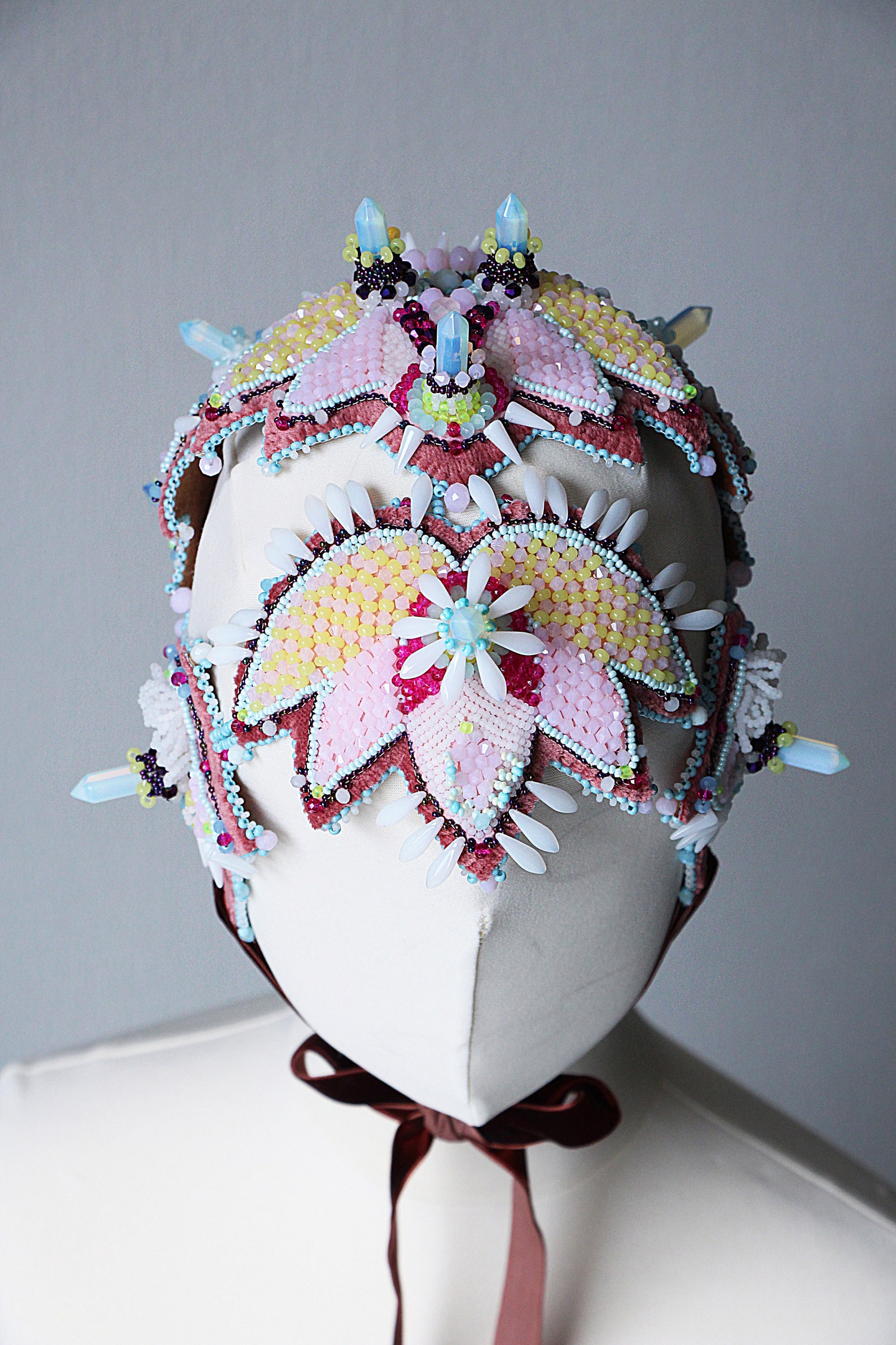 Burlesque Headpiece Beaded Headdress Unique Costume Headwear Hand Bead ...