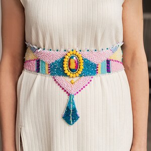Colorful Statement Belt, Haute Couture Sash Belt, Pink Beaded Belts for ...