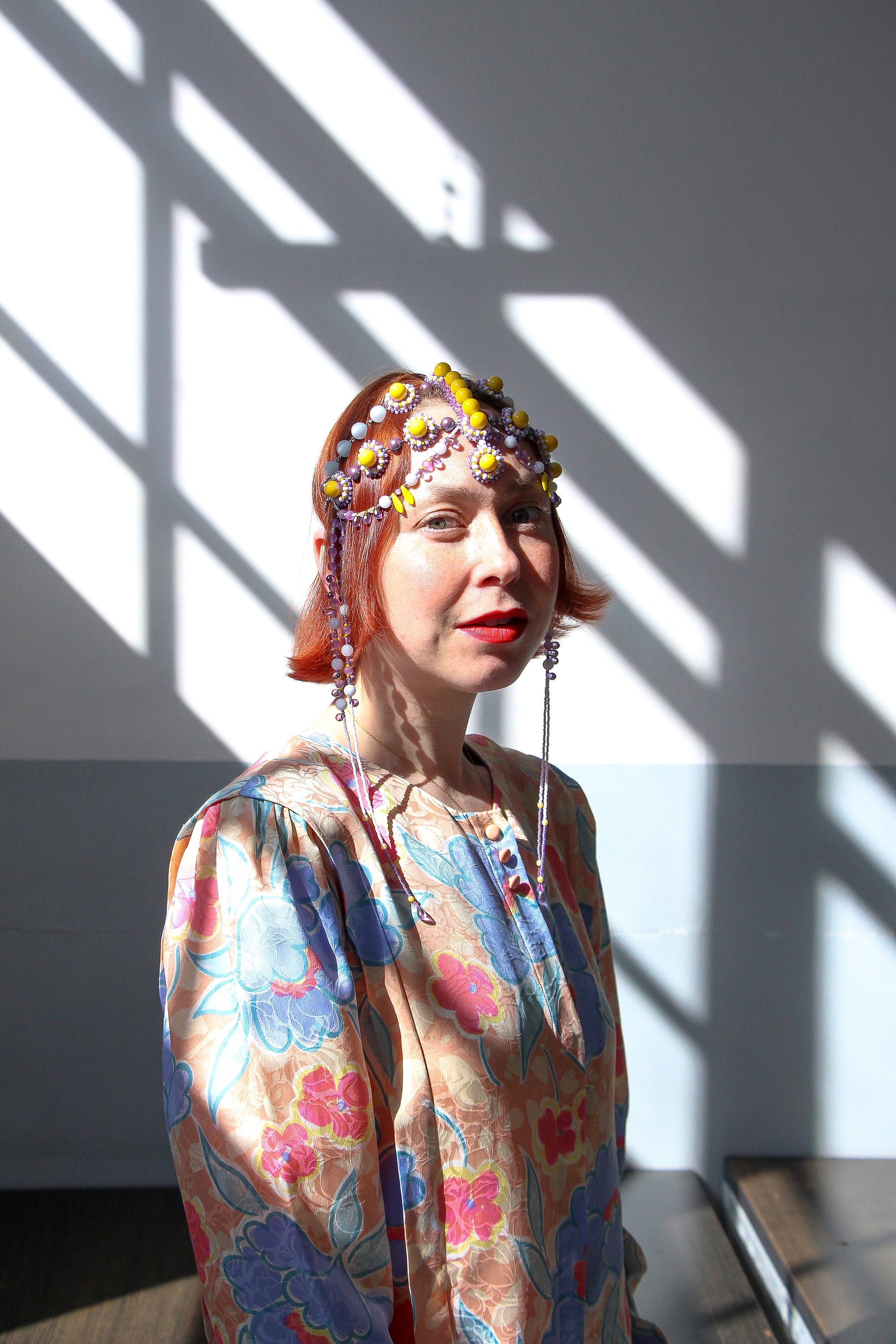 Yellow Beaded Headpiece, 1920s Art Deco Flapper Style - Etsy