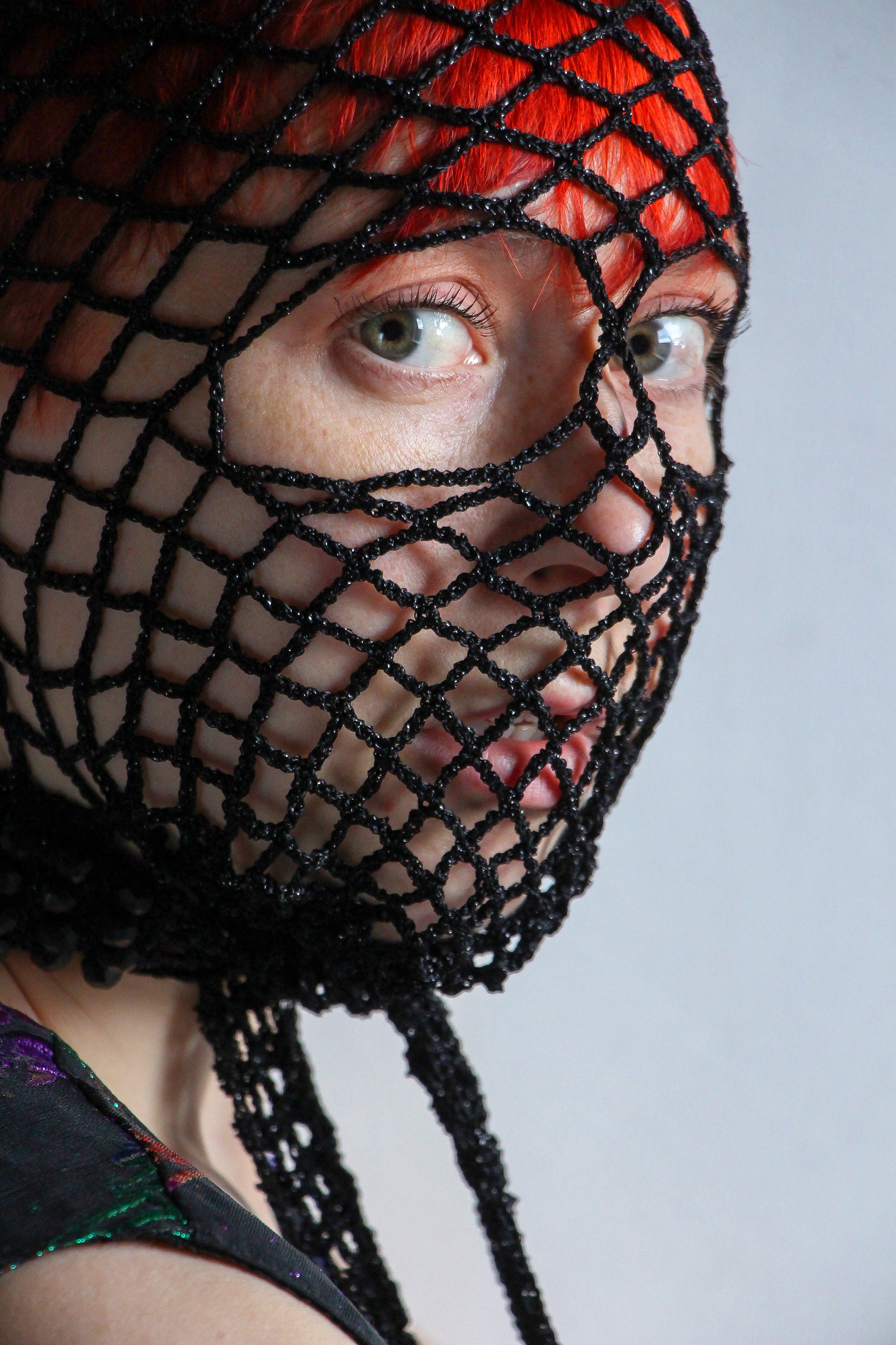 Full Face Covering Crochet Mesh Balaclava Black Hood Lace Face Mask - Etsy