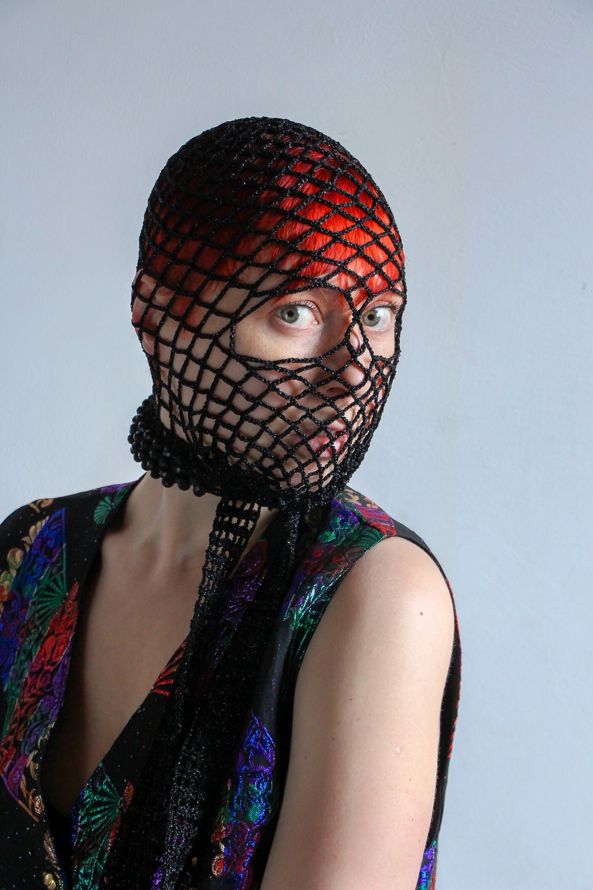 Full Face Covering Crochet Mesh Balaclava Black Hood Lace Face Mask - Etsy