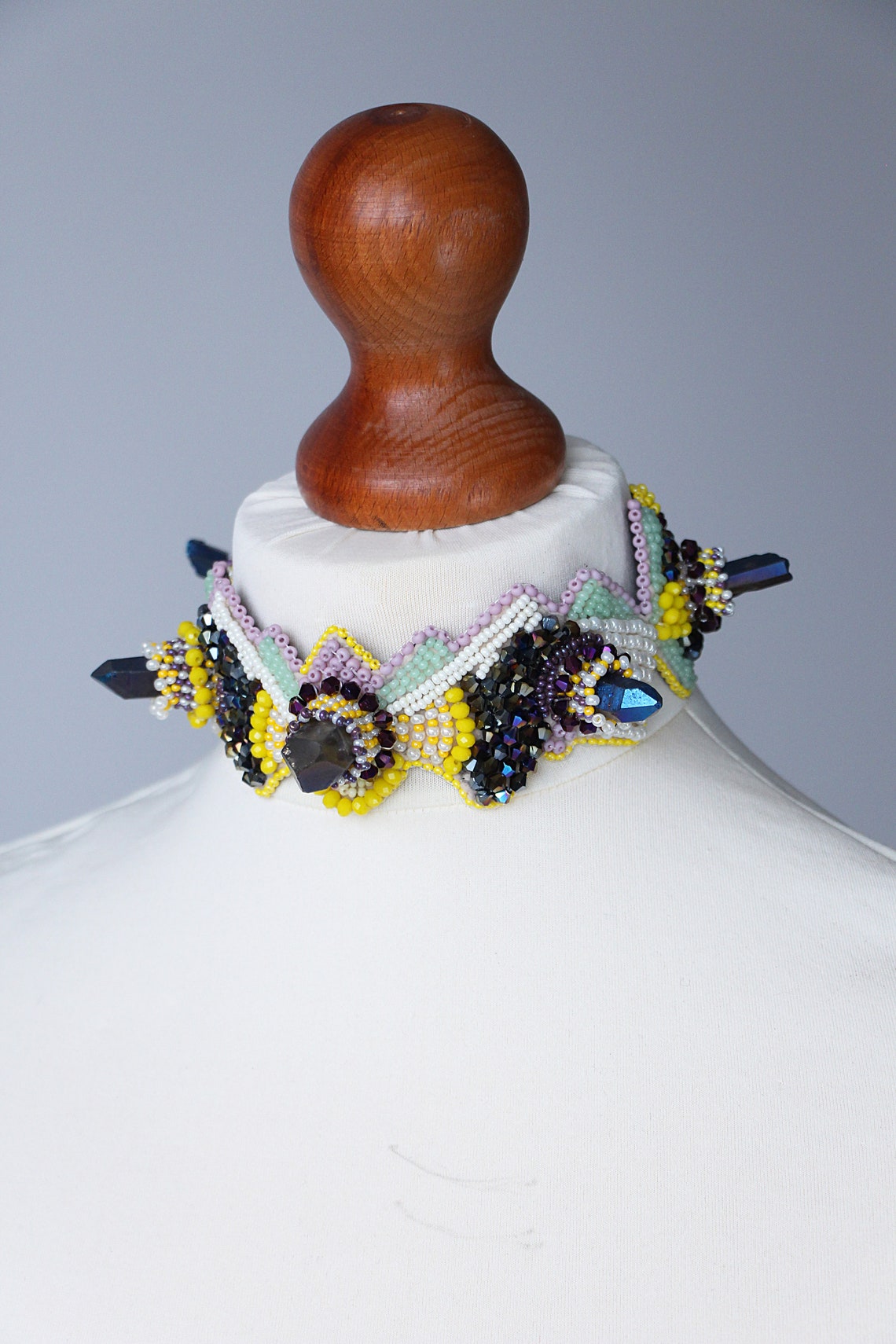 Colorful Raw Titanium Choker Necklace - Etsy