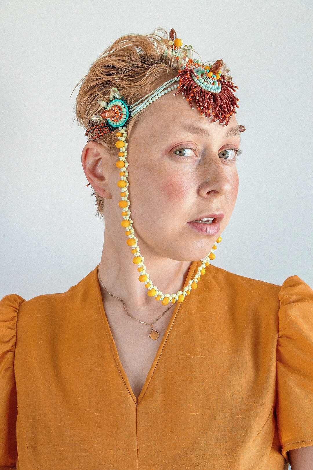 Beaded Headdress, Tribal Headpiece, Hair Jewelry, Festival Headwear ...