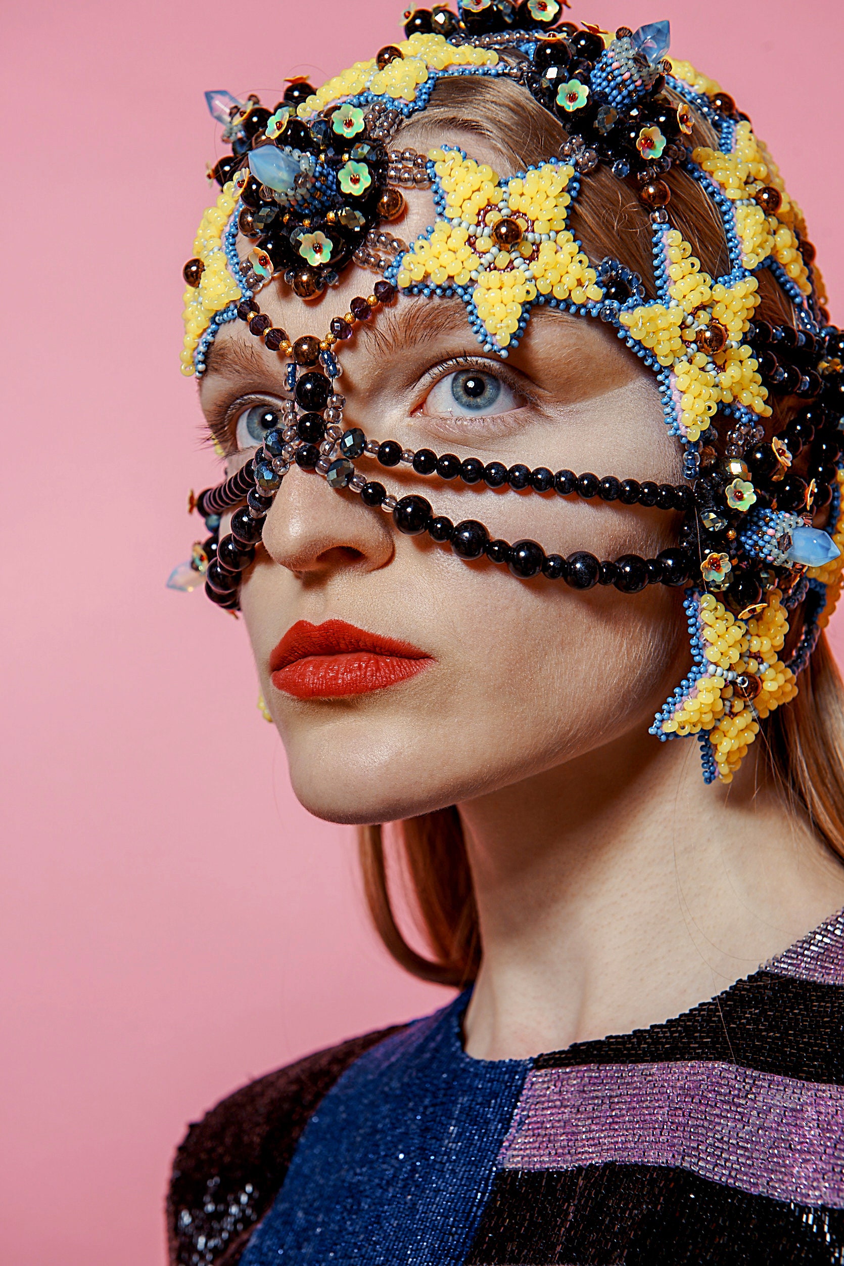 Yellow star headpiece headdress costume hat avantgarde | Etsy