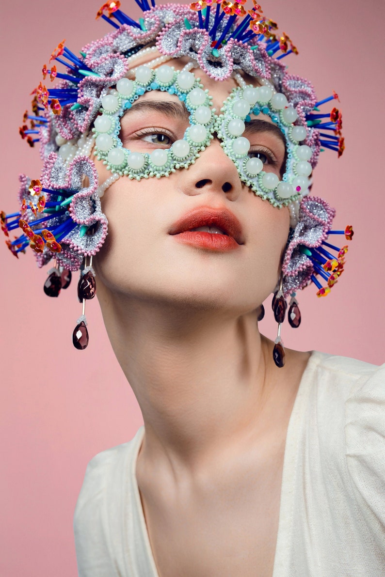Colorful Fairy Mask Flower Headpiece Haute Couture Fashion - Etsy