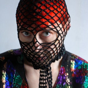 Full Face Covering Crochet Mesh Balaclava Black Hood Lace Face Mask - Etsy
