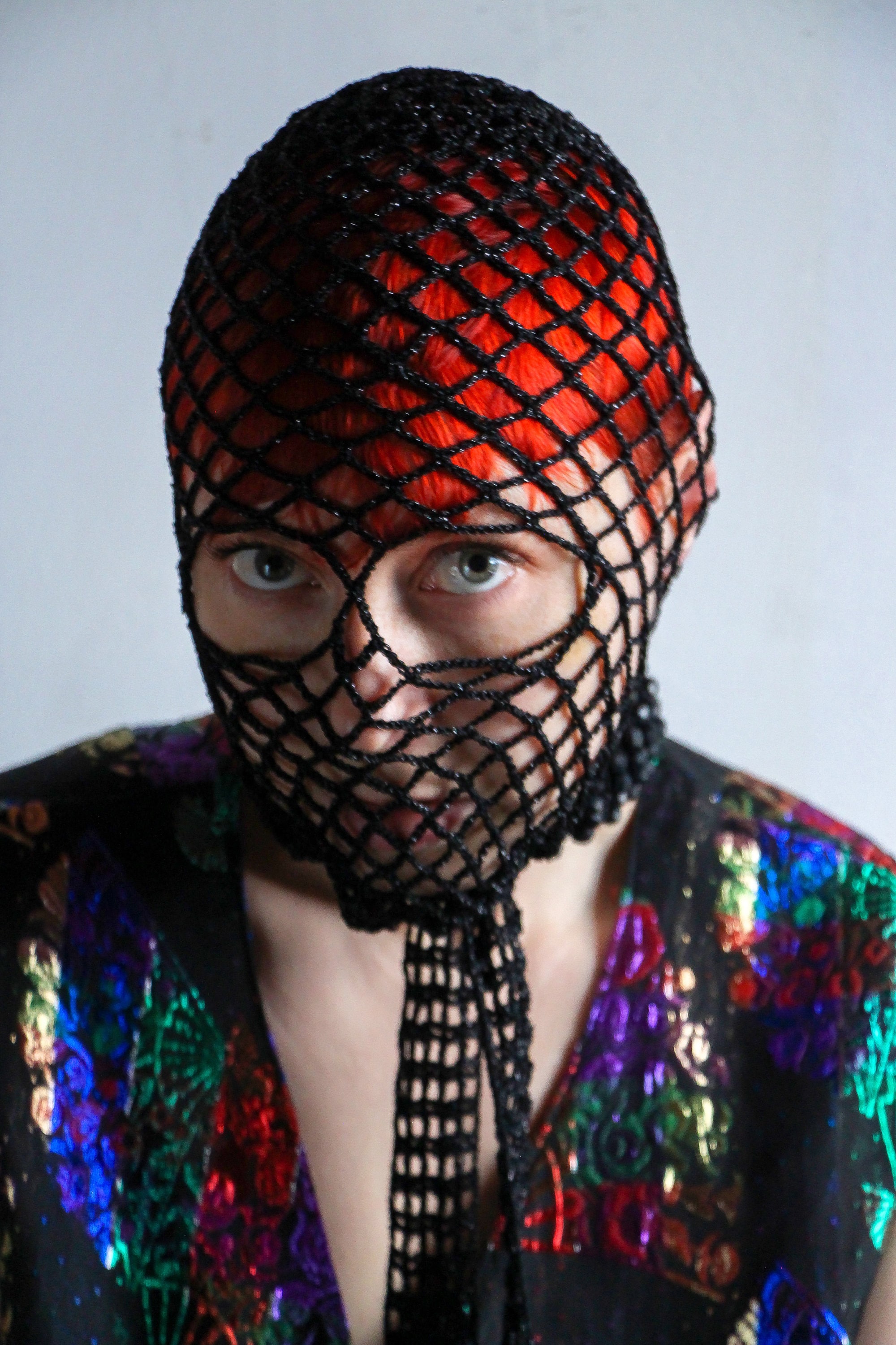 Full Face Covering Crochet Mesh Balaclava Black Hood Lace Face - Etsy