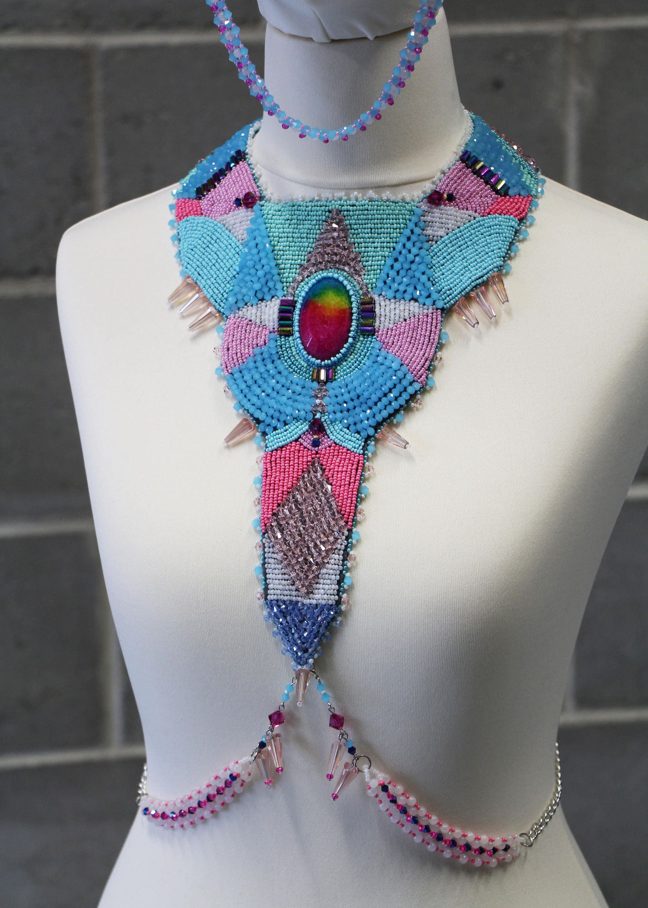 Large Statement Necklace Extra Long Necklace With Chain | Etsy