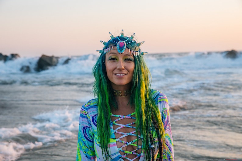 Crystal Mermaid Crown Headdress With Spiked Opal Stones and - Etsy