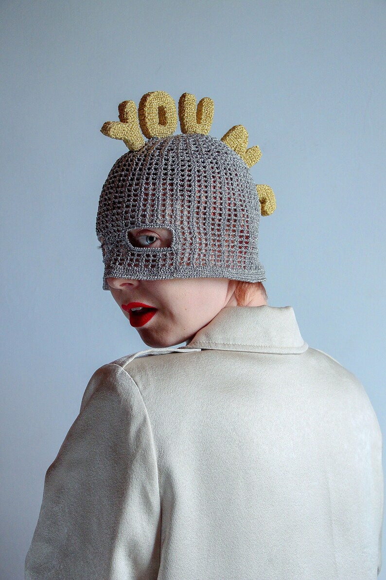 Crochet Mohawk Hat Punk Festival Headdress Eye Covering - Etsy