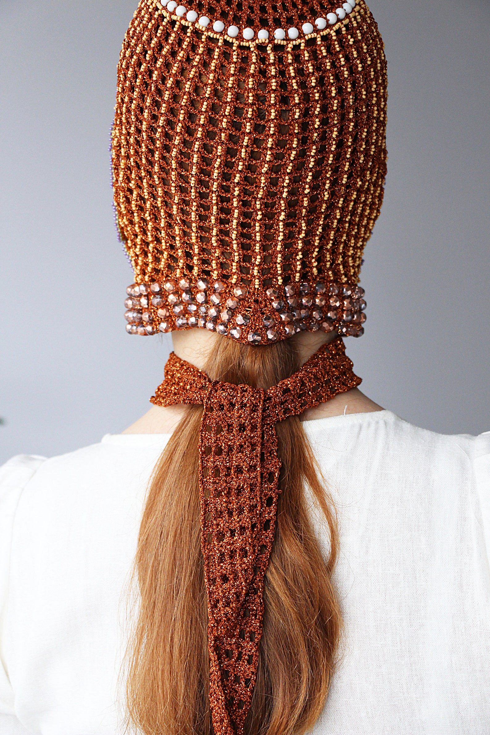 Summer Beaded Head Covering Scarf Hat With Long Ties and - Etsy