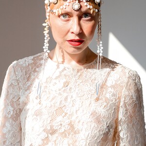 White Forehead Circlet Bridal Jewelry Headband Art Deco Wedding Flapper ...