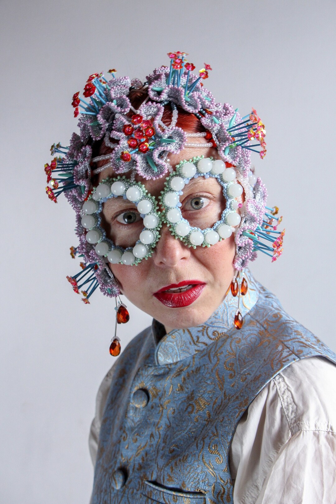 Costume Fairy Crown Flower Masquerade Headpiece Half Face Ball Mask ...