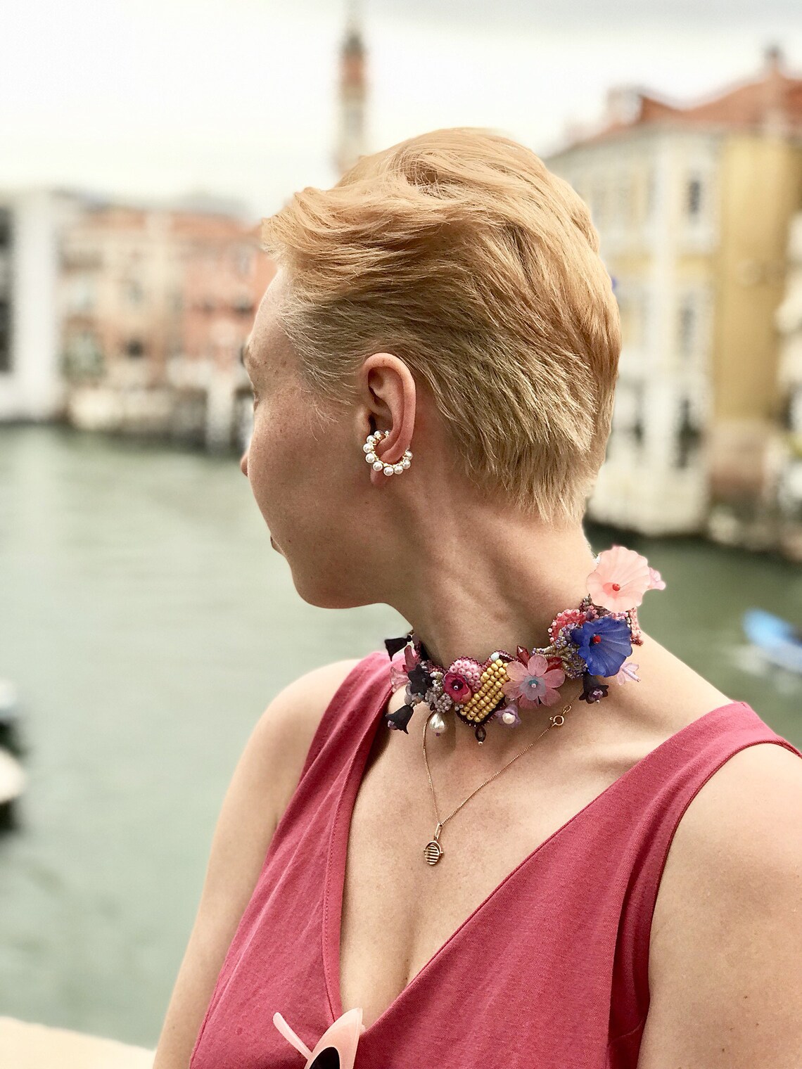 Pink Collar Choker for Women and Men Flower Choker Necklace - Etsy