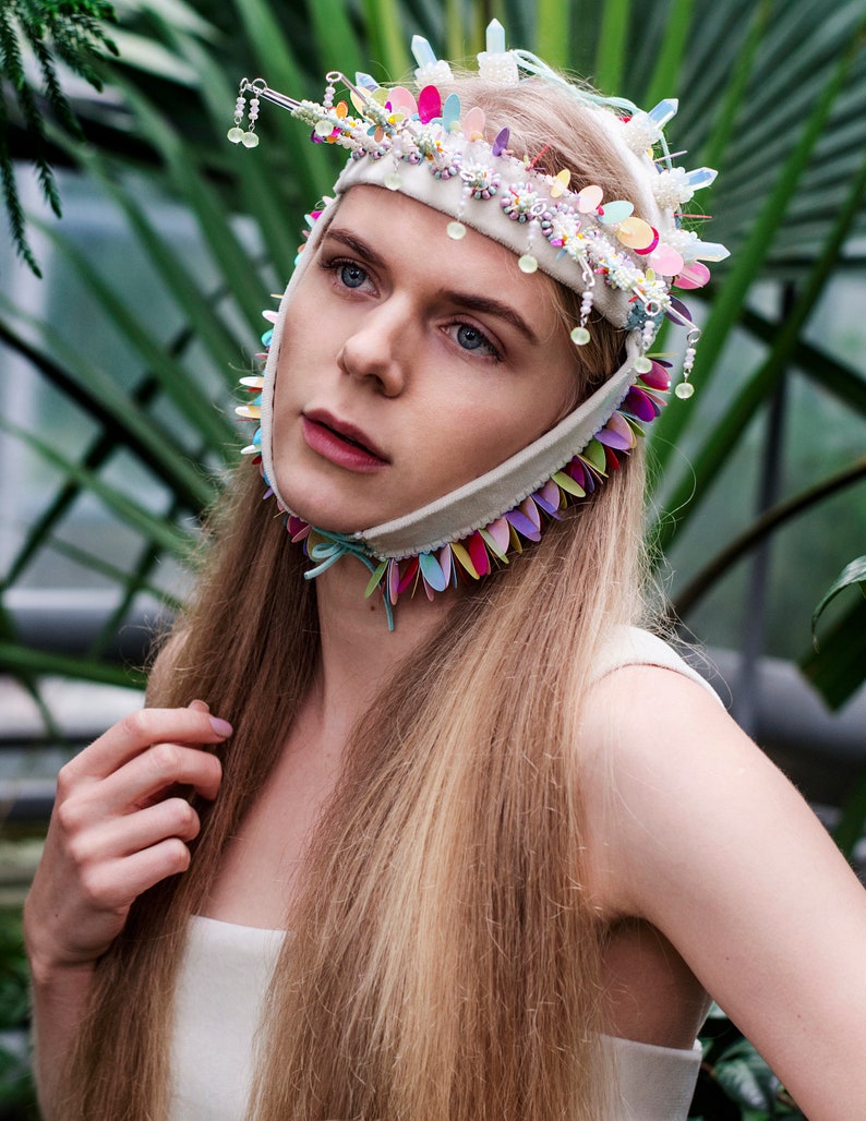 Tropical Beaded Headpiece Made of Flakes and Beads - Etsy