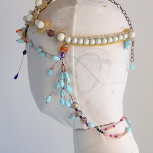 Colorful Headpiece, Beaded Headdress, Pastel Goth Hair Jewelry and ...