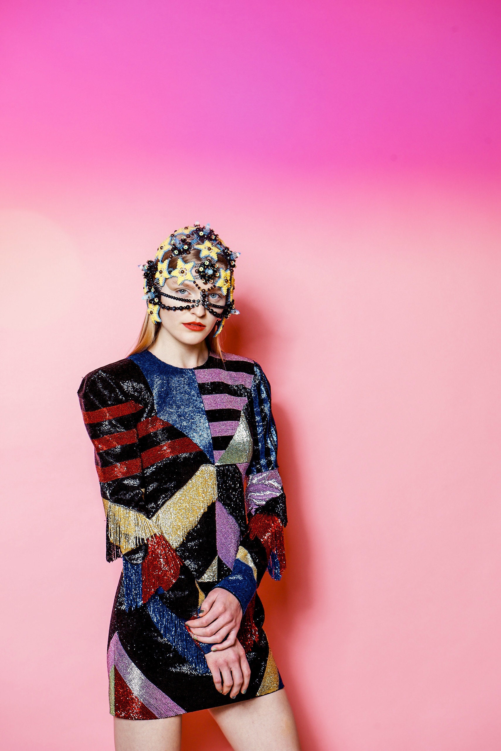 Yellow star headpiece headdress costume hat avantgarde | Etsy