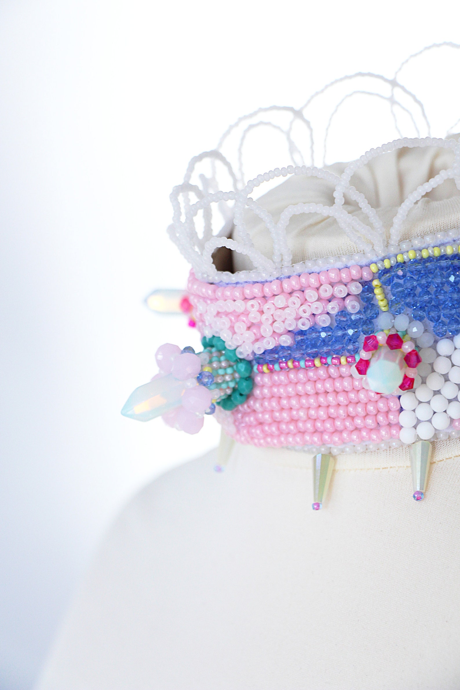 Pink Spiked Choker Collar Necklace With Quartz Crystal and | Etsy