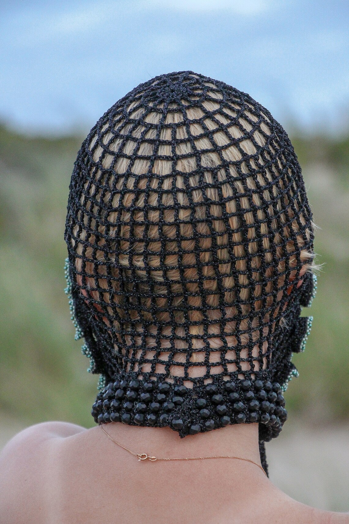Black Summer Crochet Snood Hat for Summer With Face Covering - Etsy