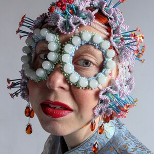 Costume Fairy Crown Flower Masquerade Headpiece Half Face Ball Mask ...