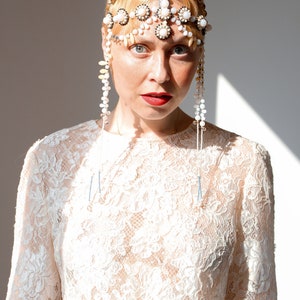 White Forehead Circlet Bridal Jewelry Headband Art Deco Wedding Flapper ...