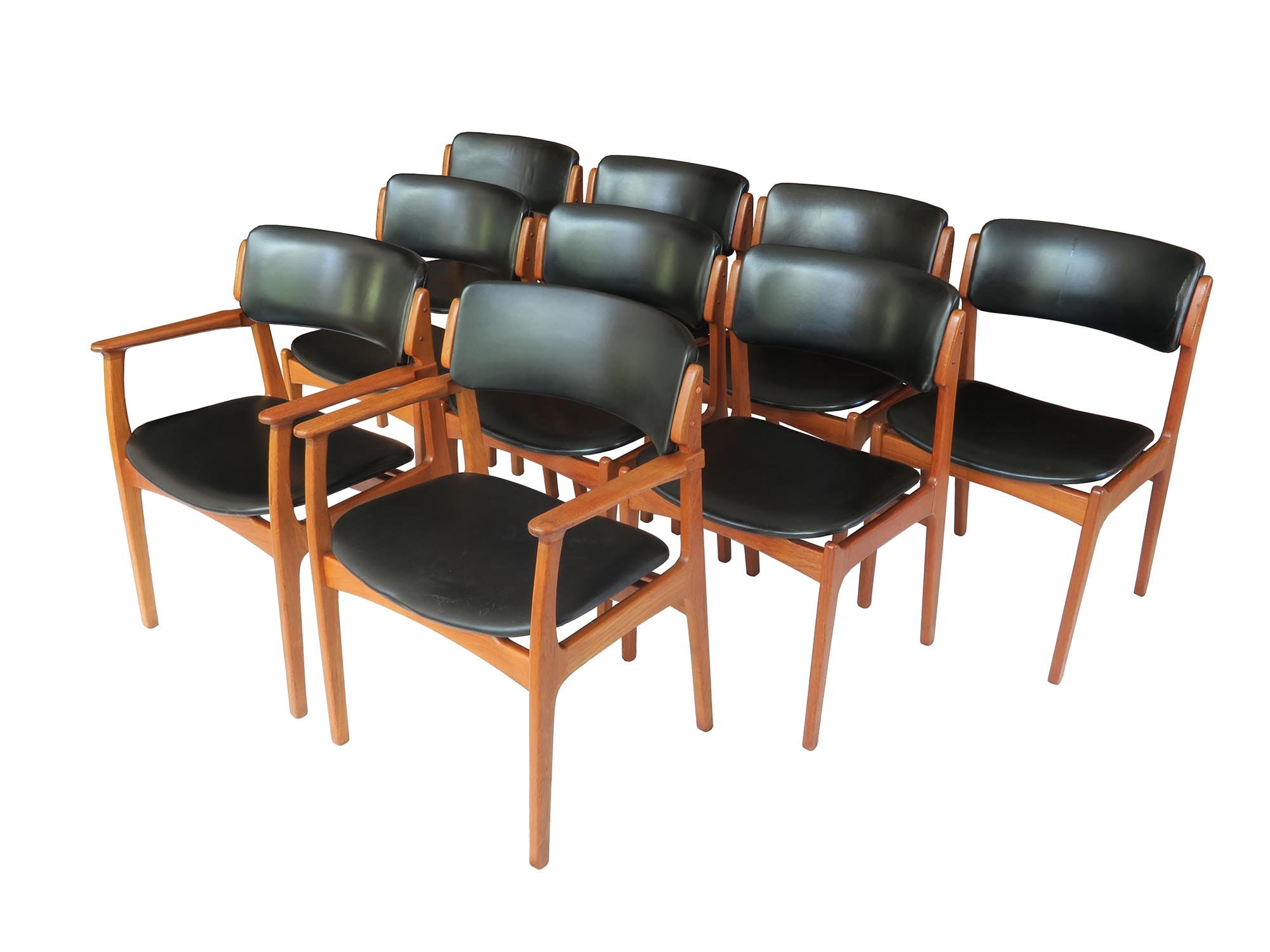 Nine (9) Erik Buck Danish Teak Dining Chairs for Cabinetmaker Povl ...
