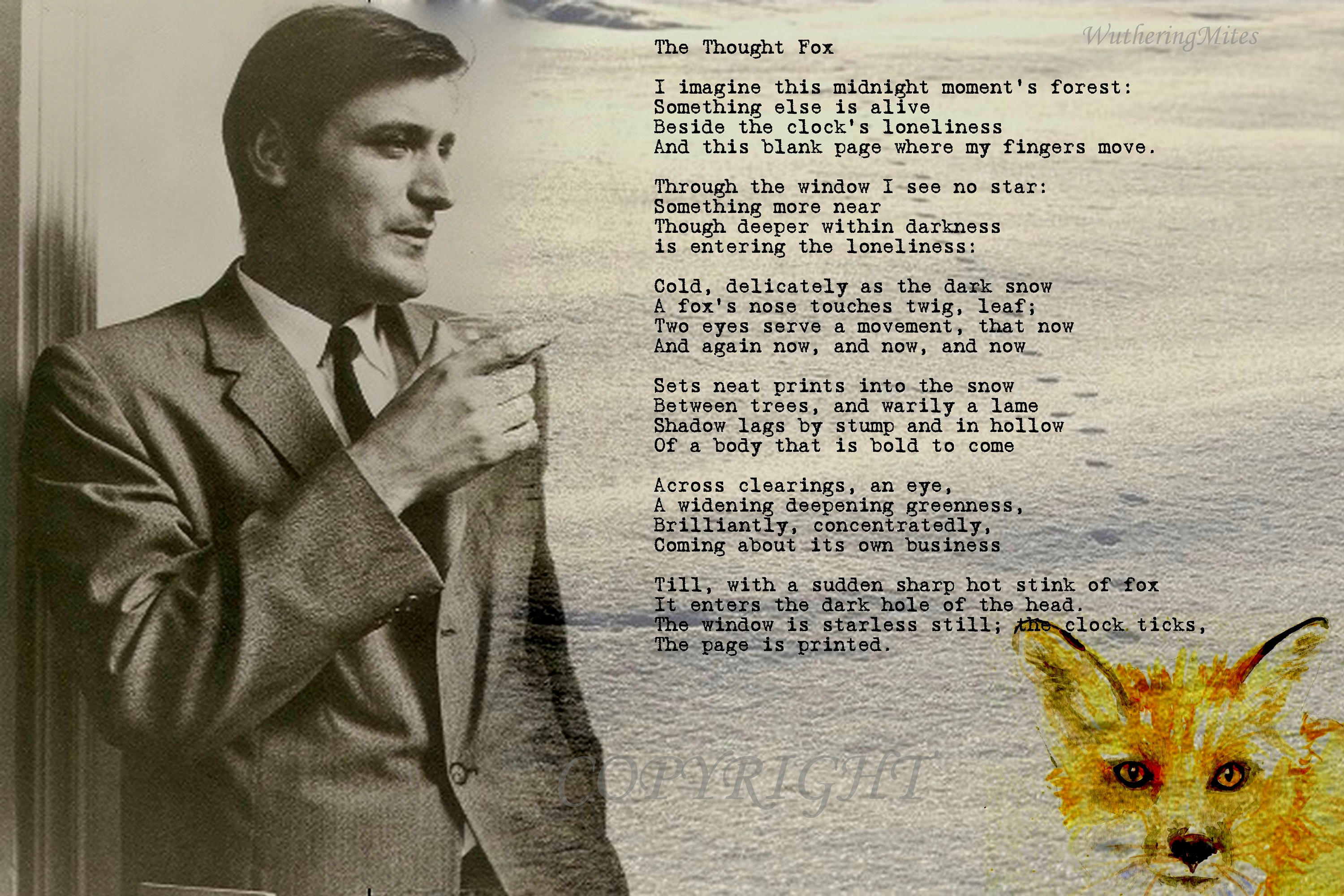 Ted Hughes 'the Thought Fox' Art - Etsy UK