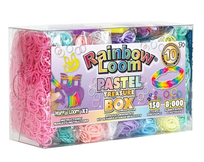Rainbow Loom Pastel Treasure Box of 8000 Pastel Bands, 2 Happy Looms ...