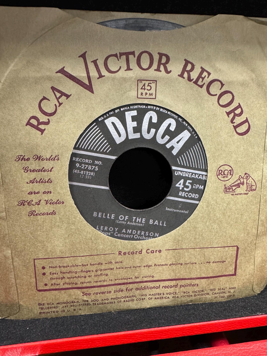 Vintage 45 Decca Blue Tango and Belle of the Ball Leroy Pops Anderson ...