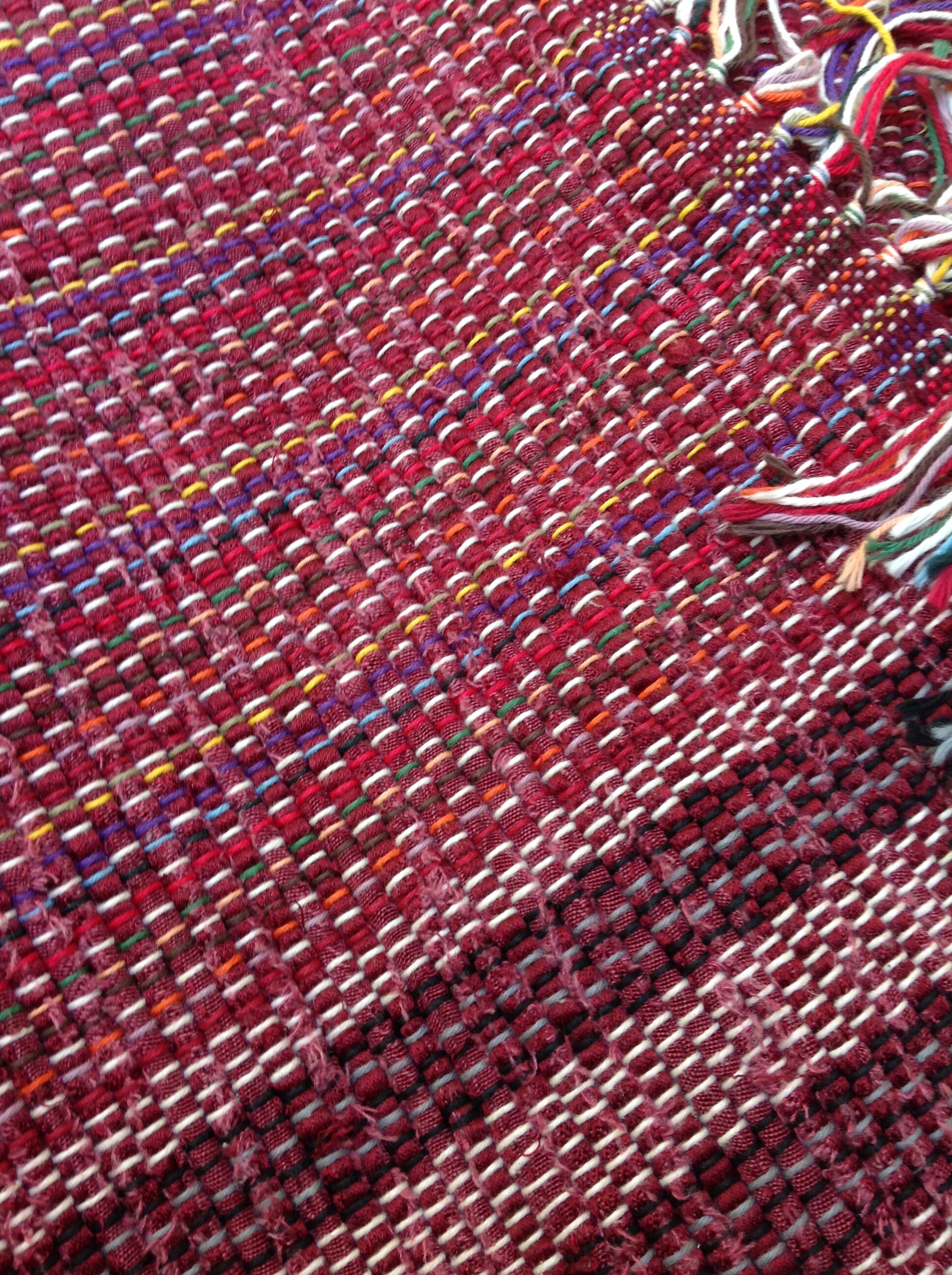 25 X 26 Handwoven Rag Rug Deep Burgandy Repurposed Damask Table Cloth ...