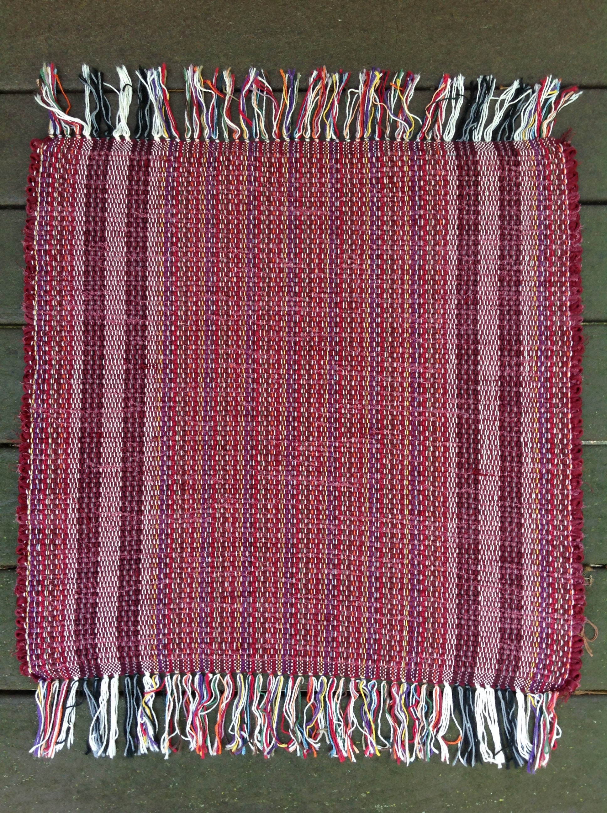 25 X 26 Handwoven Rag Rug Deep Burgandy Repurposed Damask Table Cloth ...