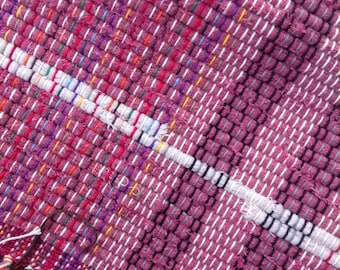 Black tan cream rag rug 61 x 26 hand woven from | Etsy