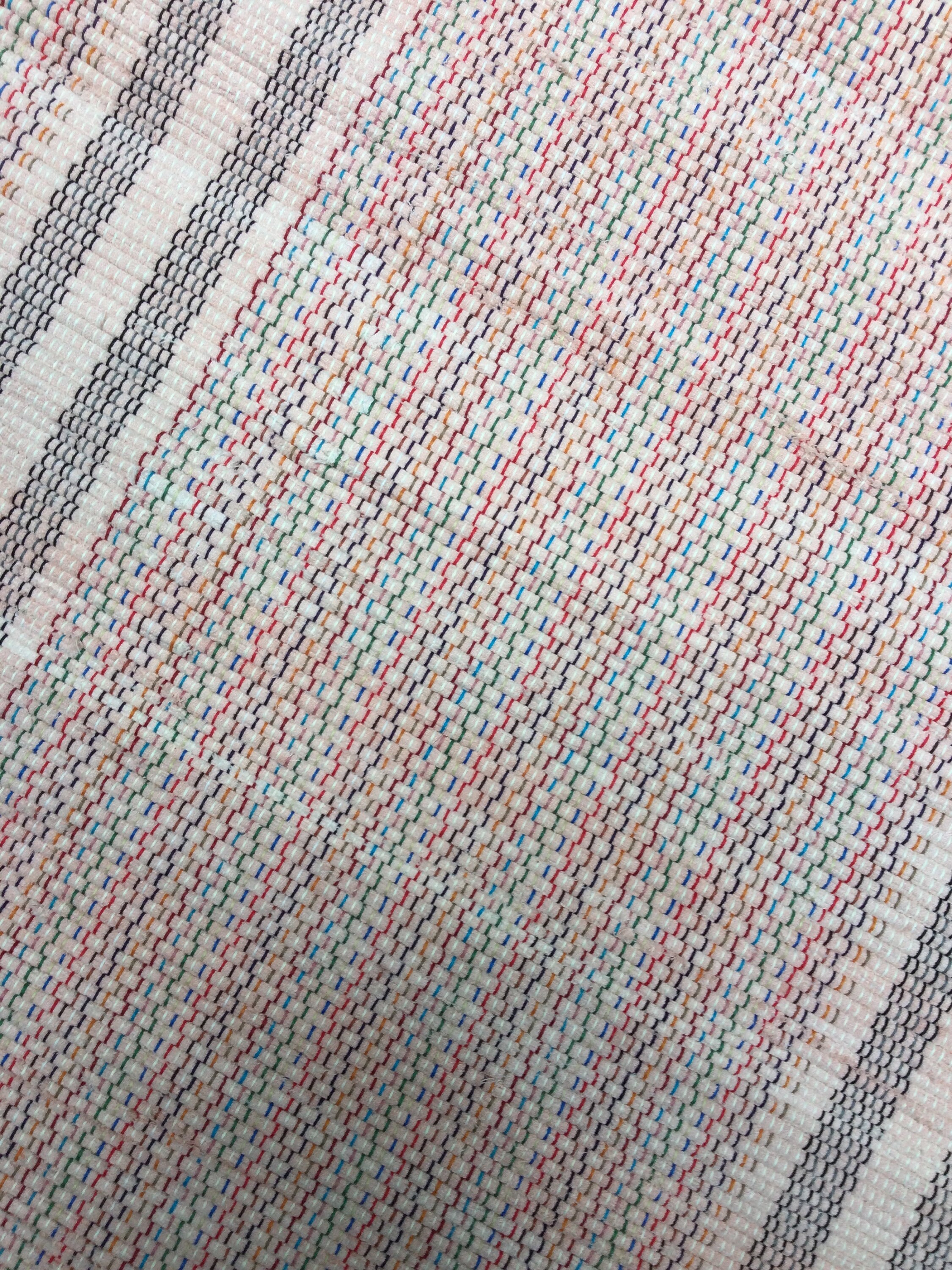 Rag rug 38x26 hand woven pink repurposed bedspread | Etsy