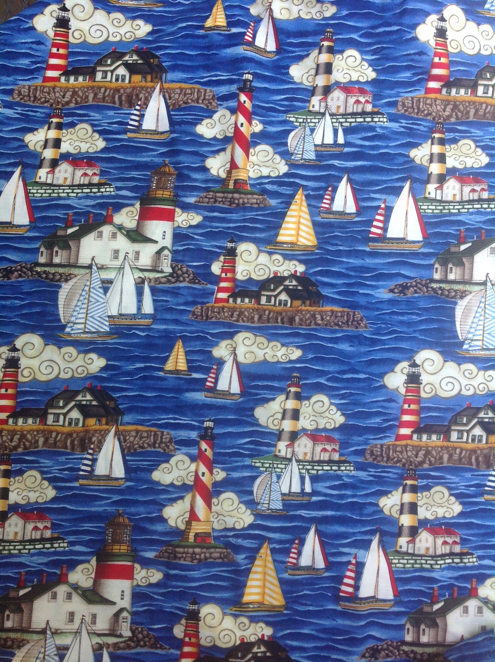 12 Yards Sailboat Lighthouse Fabric TIMELESS TREASURES FABRICS, Inc ...