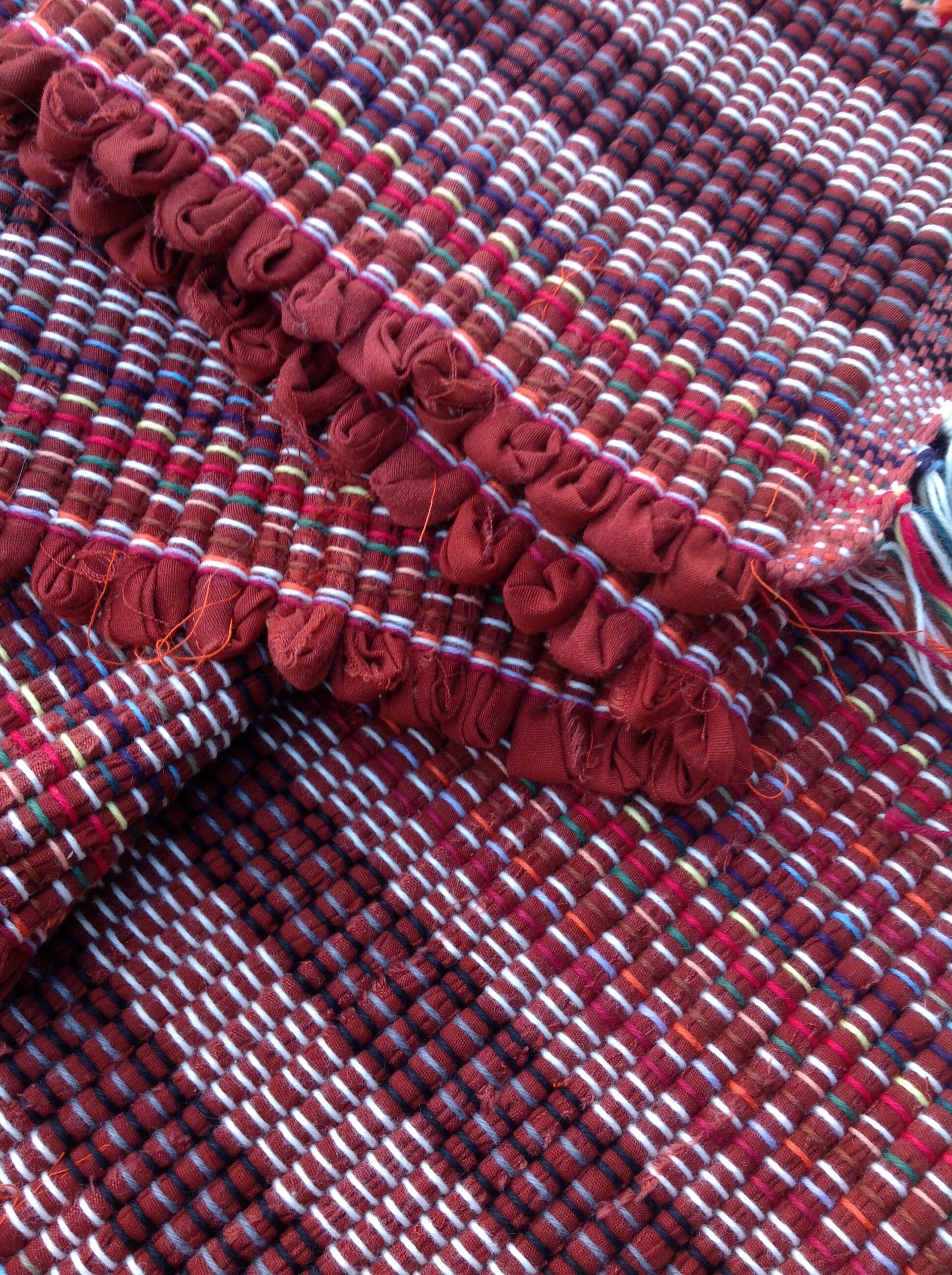 Rust colored rag rug 55 x 26 Hand woven | Etsy