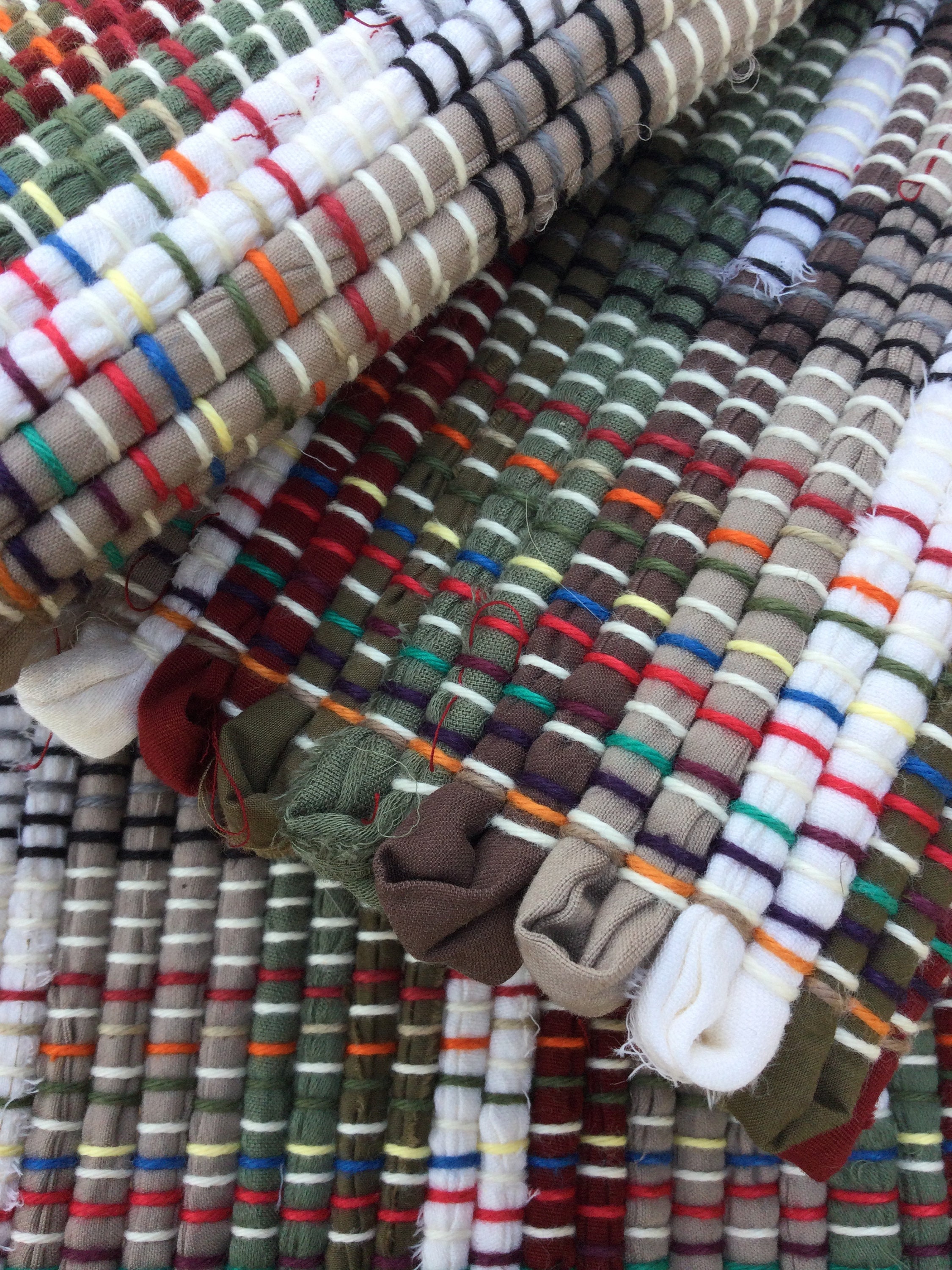 Rag Rug 50x26 Handwoven Earthtones Upcycled Sheets - Etsy